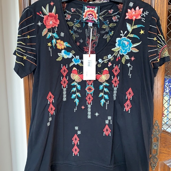 Johnny Was | Tops | Nwt Johnny Was Cara Embroidered Short Sleeve Tee ...